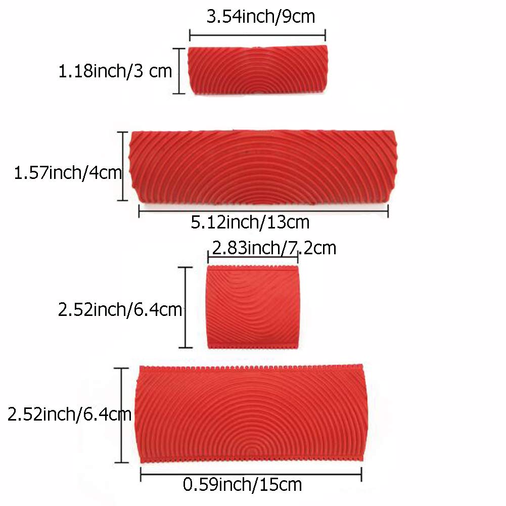 4 Pieces Wood Graining Tool,Wood Grain Tool, Rubber Wood Pattern Graining Knurling Tool On All Surfaces