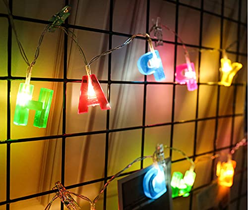 9.84ft LED String Lights Happy Birthday Decorative String Light, Battery Powered Happy Birthday Letter String Lights for Home Garden Party Wedding Birthday Indoor Outdoor Decoration