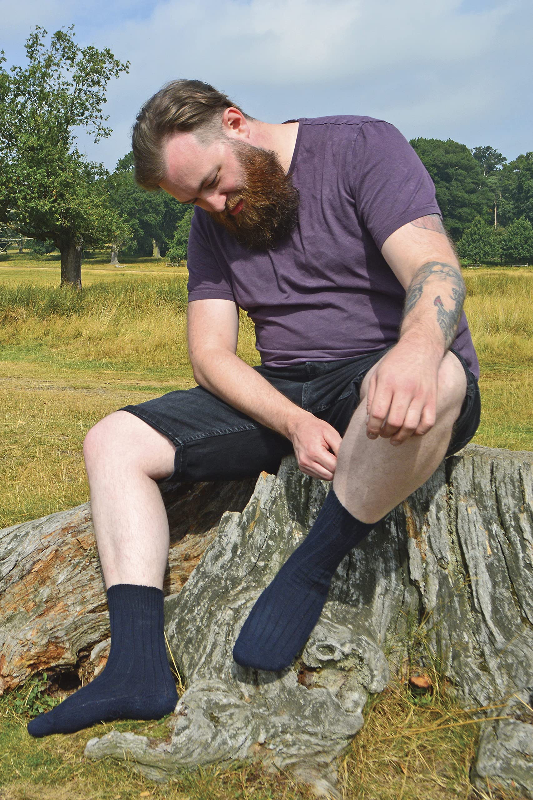 12 Pairs Mens Wool Boot Socks | Sock Snob | Breathable Warm Hiking Socks (7-12, Black)