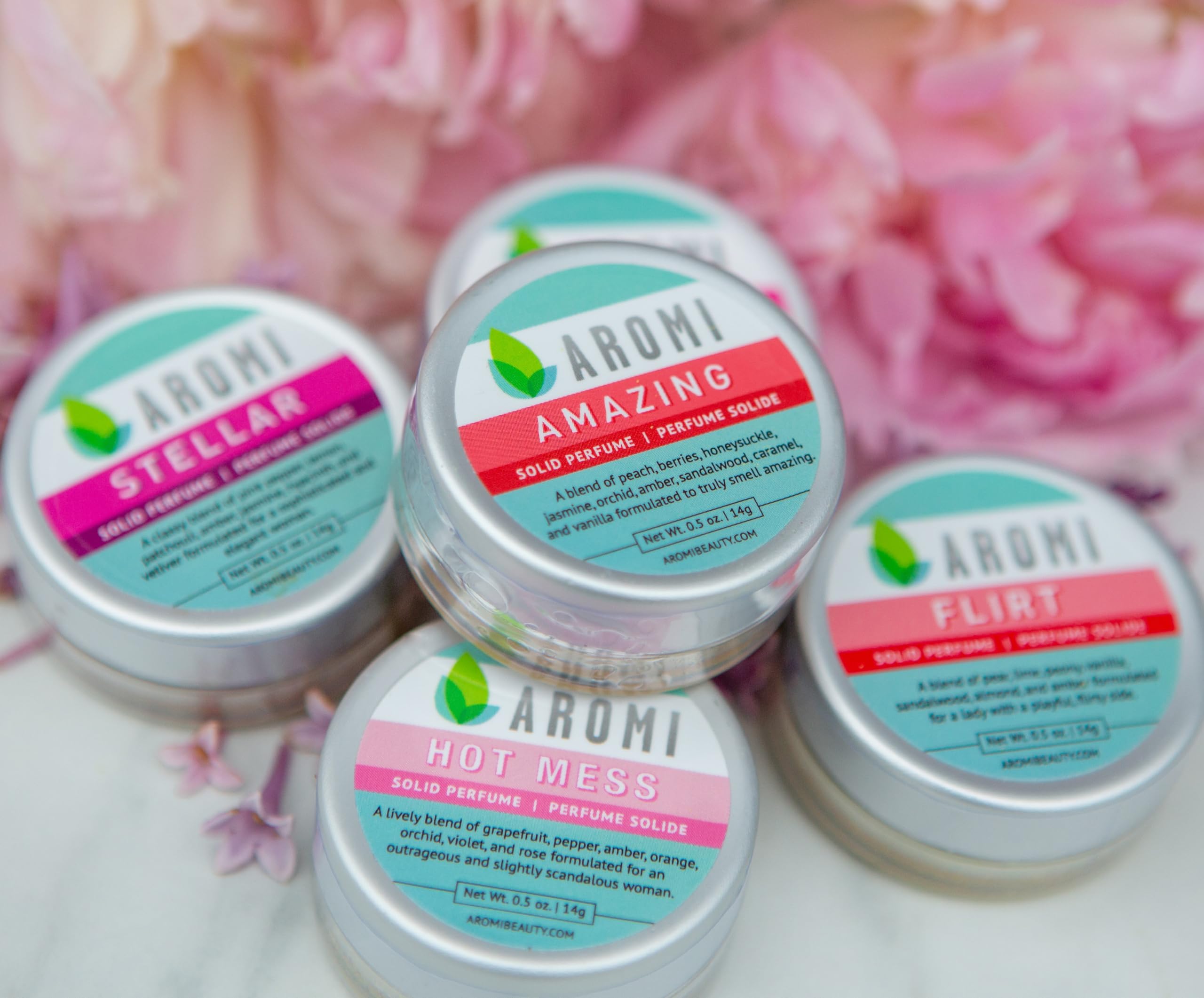 Aromi Flirt Solid Perfume | Floral, Woodsy Fragrance, Vegan, Cruelty-free, Almond, Peony, Vanilla Scent, Wax-Based, Women's Gift, Travel, Handmade (Flirt)