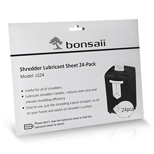 Bonsaii Paper Shredder Lubricant Sheets, 24-Pack (8.4 x 5.9 inch/Piece)