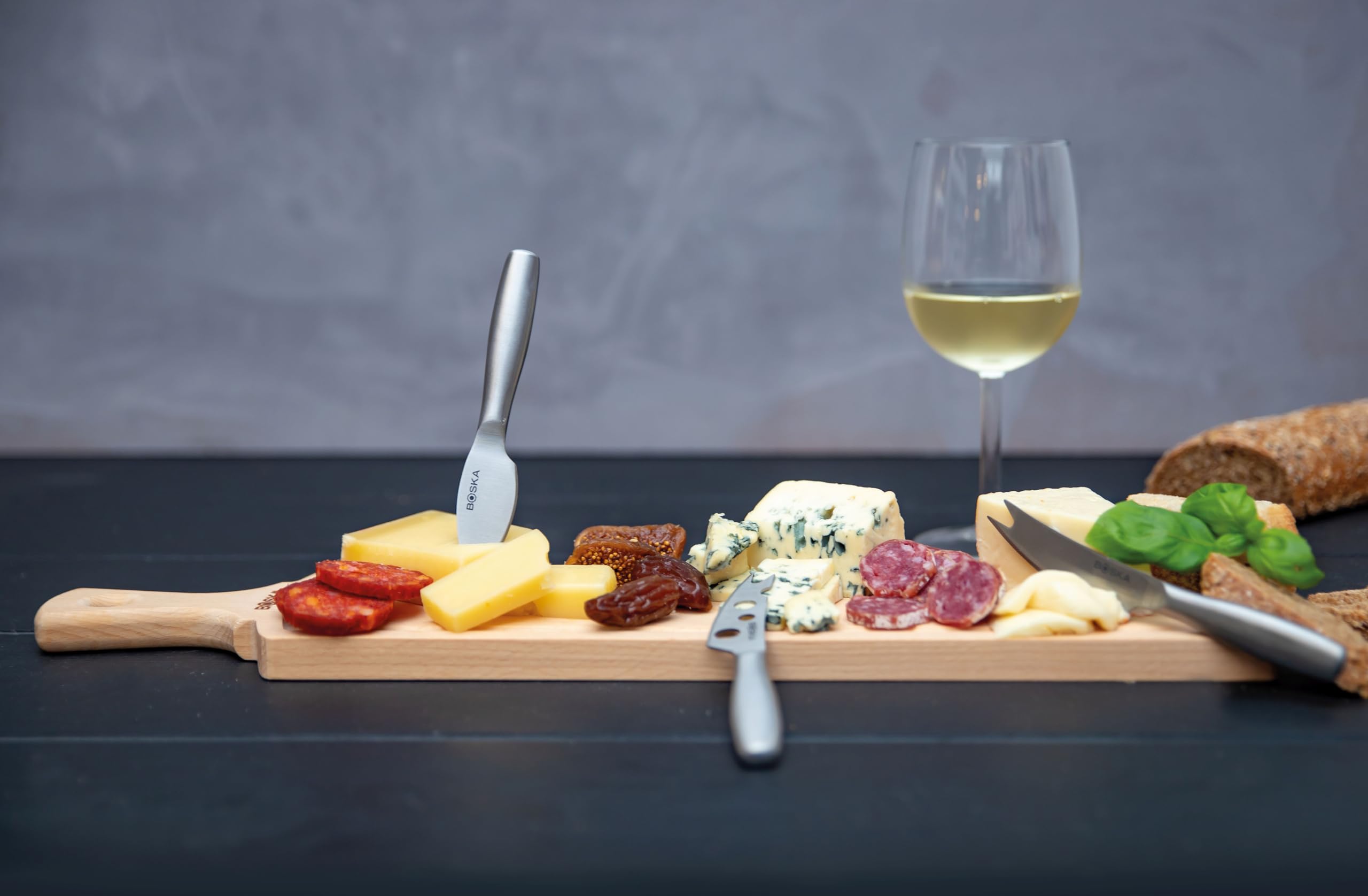 Boska Stainless Steel Cheeseboard Knife Set Amigo - For All Types of Cheese - Multi-Functional Cheese Slicer - Handheld Slicer - Silver Non-Stick - Dishwasher Safe - For Kitchen Cooking
