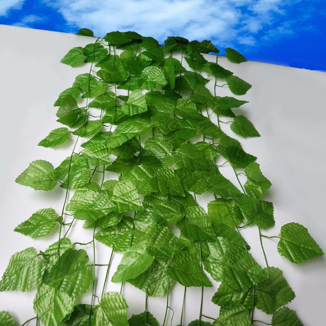 90 Inches-12 Pcs Artificial Grape Leaves Vines, Fake Ivy Leaves Plants Vine, Hanging Wedding Garland, Foliage Flowers Home Kitchen Garden Office Decor, Artificial Plant for Decoration