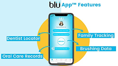 Blu Smart Bluetooth Enabled Kids Toothbrush with Live Tracking App to Teach Children Healthy Brushing Habits, Share Results with Your Dentist (Blue). Wireless Rechargeable Electric.