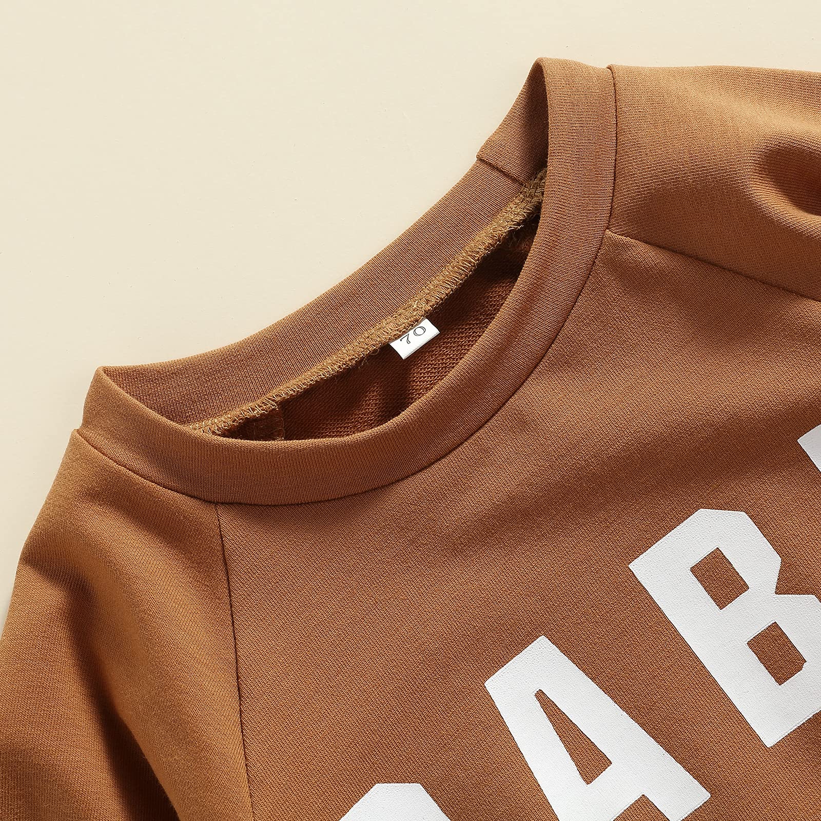 Infant Sweatshirt Toddler Crewneck Sweater Newborn Hoodies Baby Boy Girls Clothes Letter Printed Fall Spring Pullover (Yellow, 6-12 Months)