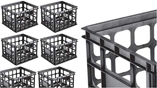 3233 - Plastic Black Storage Box Crate Containers Home (6 Pack) 16929006 – QQ16