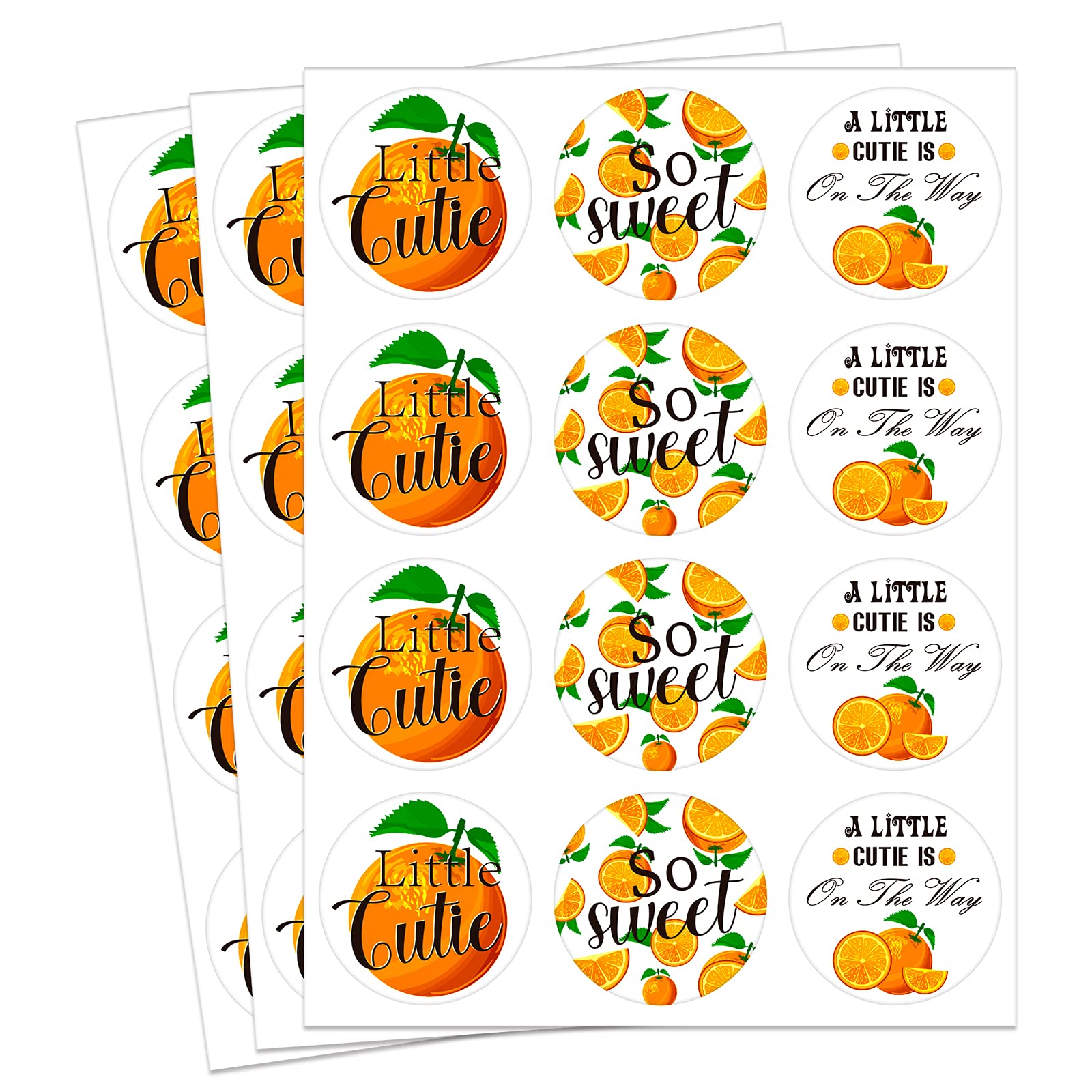 XJF Little Cutie Baby Shower Label Stickers,36pcs Baby Shower Stickers,1.5In Orange Baby Shower Stickers,Little Cutie Gift Wrap for Envelope Seals Boxes Baby Shower Party Favor, TZ LP CZ 1