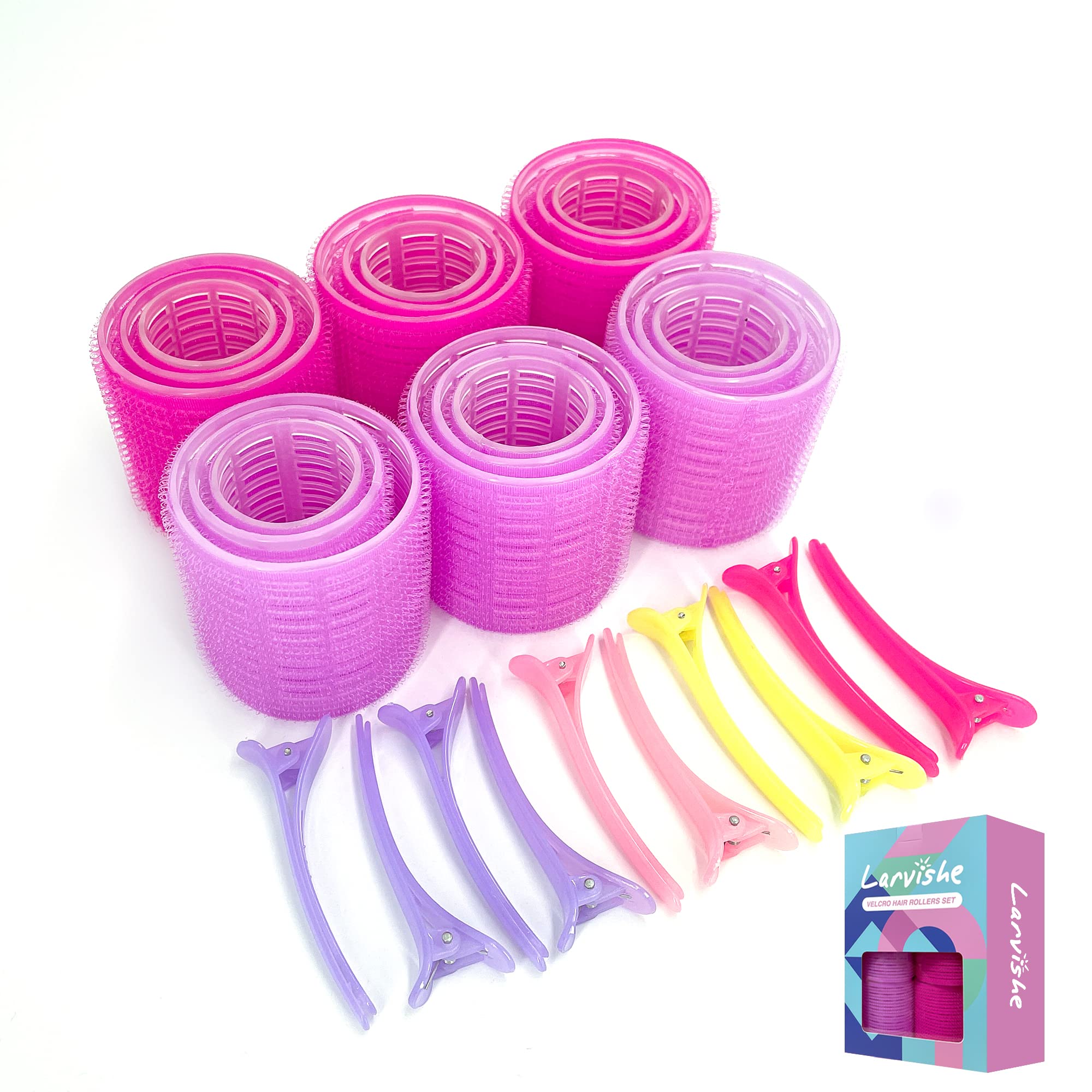 Jumbo Hair Rollers by Larvishe - Self Grip Hair Curlers Set for Long Hairs Including Jumbo, Large and Medium Hair Rollers - Ideal for Salon Dressing, 28 Piece Set