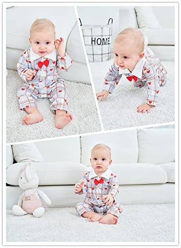 bilison Baby Boy Valentines Day Outfit Gentleman Bowtie Tuxedo Suit One Piece Romper Jumpsuit Overall Clothes Set