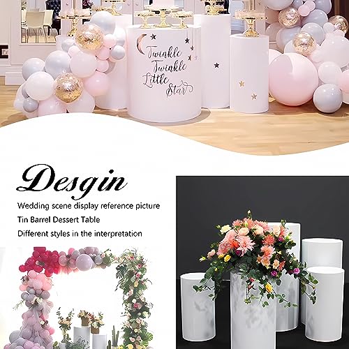 3Pcs Cylinder Pedestal Stands，for Parties Pedestal Display Plinth Pillars Dessert Table for Wedding Ceremony Birthday Party Art Decor 23.6''(L),21.6''(M),19.6''(S)