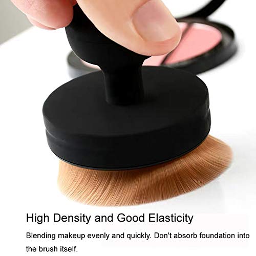 Flat round shaped Foundation Makeup Brush, Kabuki Liquid Foundation Brush Portable Cosmetic Brush Large Full Coverage Face Body Makeup Brush with Protective stand
