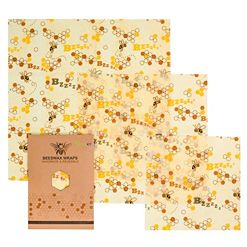 Beeswax Wrap by VertexKIT - ECO-Friendly Reusable and Washable Wraps - Biodegradable Reusable - Plastic-Free, Alternative and Sustainable Food Storage - Re-washable All Natural - Keeps Produce Fresh