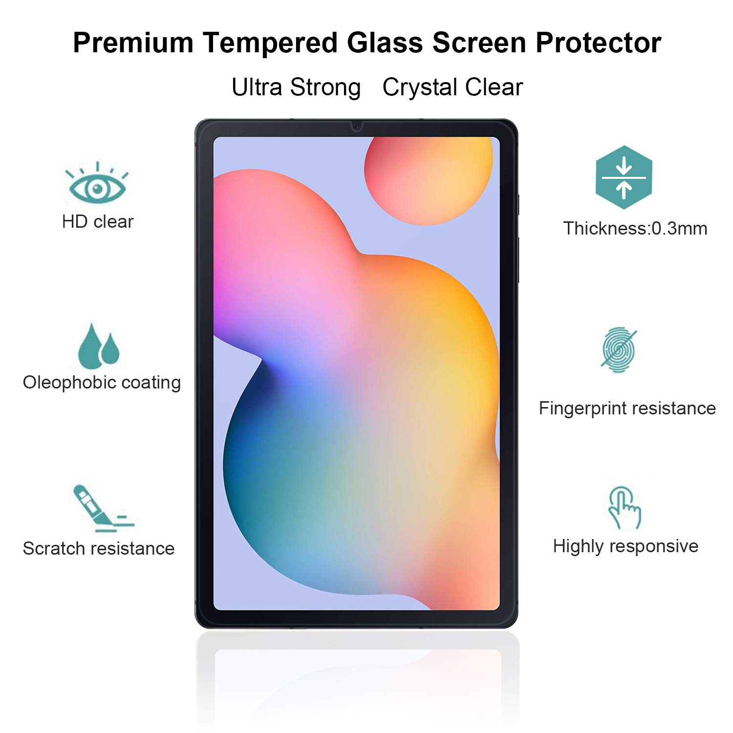 Gerutek [2-Pack Screen Protector for Samsung Galaxy tab S6 lite 10.4 Inch 2024/2022/2020(SM-P620/P625/P613/P619/P615/P610)[Ultra Clear] [Anti Scratch] for Galaxy Tab S6 Lite Tempered Glass Film