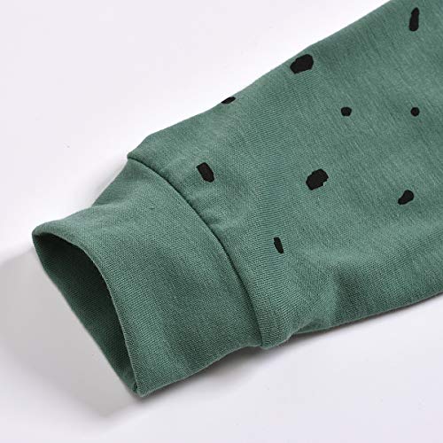 BOUTIKOME Toddler Baby Boys Outfits Infant Long Sleeve Shirts Pants Sets 0-4 Years Kids Fall Winter Sweathirt Pants Clothes (Green,12-18 M(Size:90))