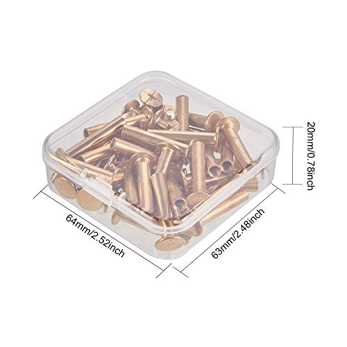 INCREWAY Phillips Screws, 30 Sets 5mm X 25mm Copper Plated Chicago Binding Screws Round Cross Head Stud Screw Posts Nail Docking Rivet Chicago Button, Brass Tone