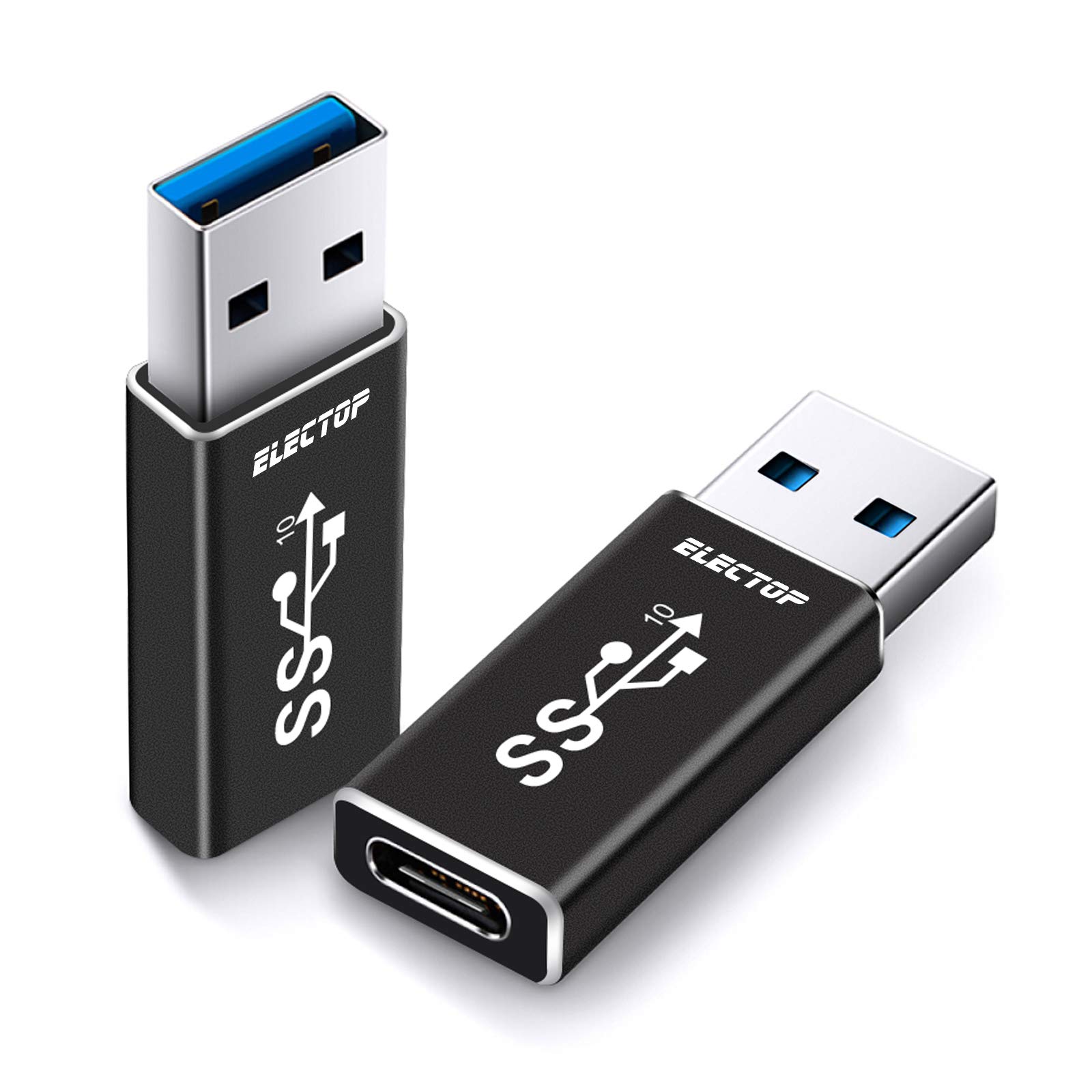 ELECTOP Updated USB 3.1 GEN 2 Male to Type-C Female Adapter (2 Pack), Support Double Sides10Gbps Charging & Data Transfer,USB A to USB C 3.1 Converter for PC, Laptop, Charger, Power Bank, Quest Link