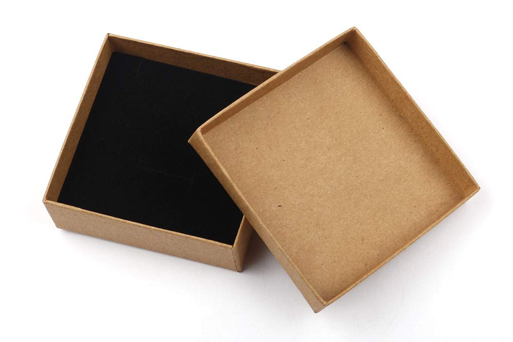 12 Packs Kraft Paper Jewelry and Retail Boxes, 2.76 x 2.76 x 1.18-inches, Mache Earring Pendant Necklace Boxes, Square Cardboard Jewelry Boxes(Brown)