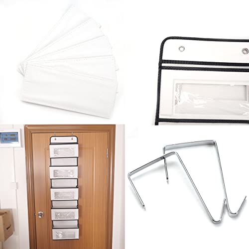 5-Shelf Over Door Hanging Organizer Storage,5 Large Pockets with Clear Windows,2 Metal Rings for Large Hanging Weight for Nursery, Diapers, Closet,Room,Dorm(White)