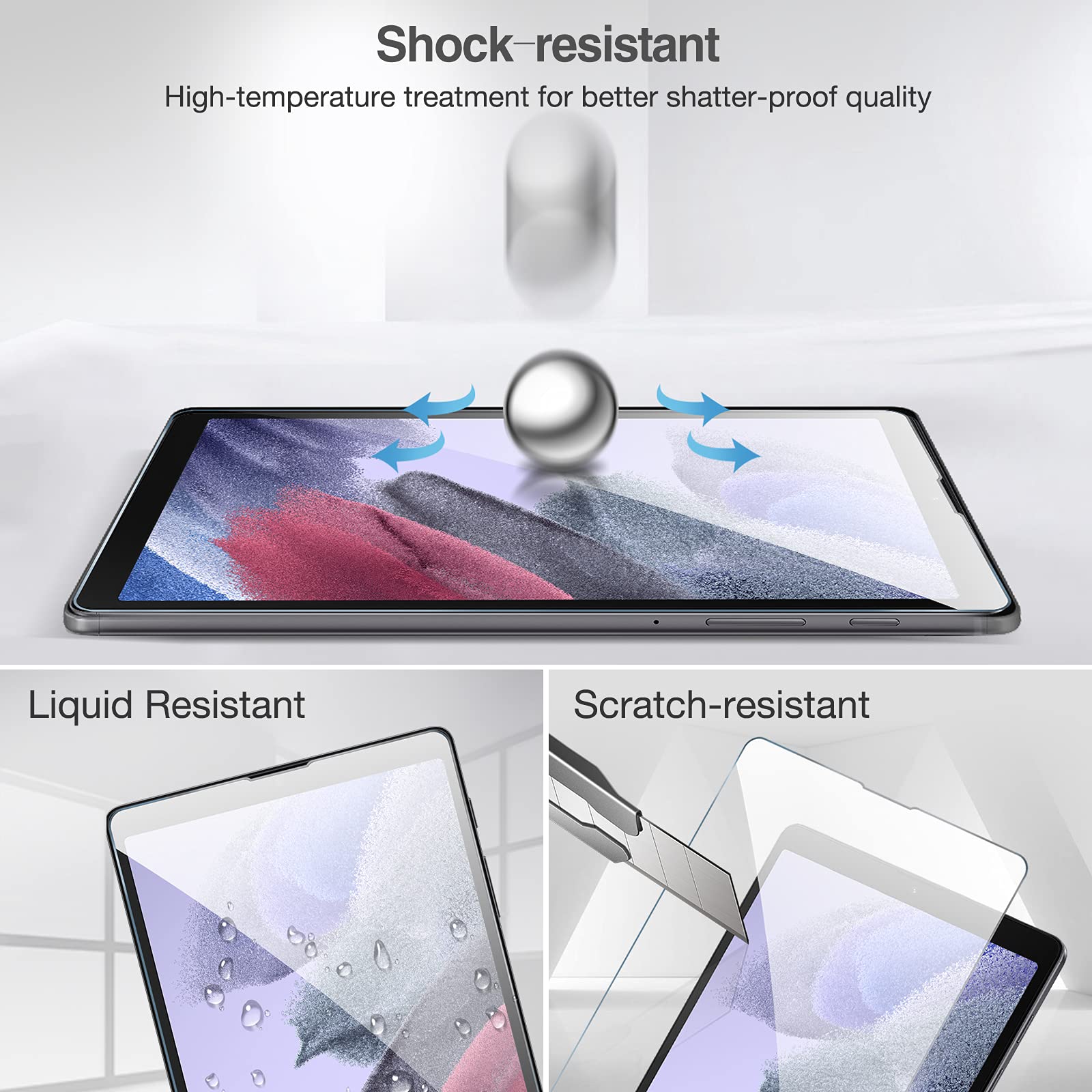 ProCase [2 Pack] Galaxy Tab A7 Lite 8.7 Inch 2021 Screen Protectors T220 T225 T227, Tempered Glass Screen Film Guard for Samsung Galaxy Tab A7 Lite 8.7" 2021 Release SM-T220 SM-T225 SM-T227