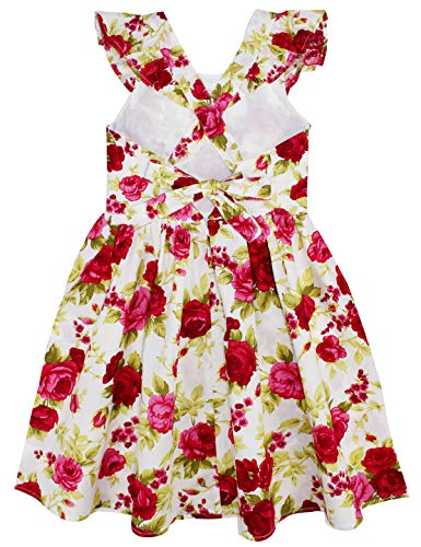 Floral Infant Backless Spring Summer Girls Sundress Clothes,D9#1,5-6 Years(130)