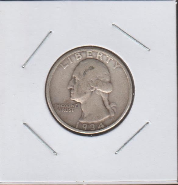 1934 Washington (1932 to Date) (90% Silver) Quarter Very Good +