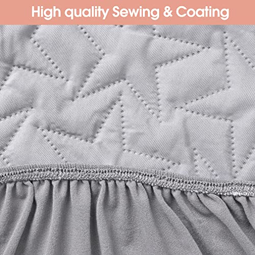 ACRABROS Pack and Play Sheets Fitted-2 Pack Waterproof Pack n Play Sheet,Mini Crib Mattress Pad Protector,Universal Fit Quilted Padded Ultra Soft, Gray & Navy Blue