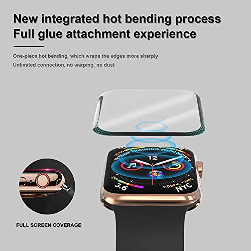 EWUONU [2 Pack Tempered Glass Screen Protector Compatible for Apple Watch Series 6/SE/5/4 44mm, 3D Full Coverage [Easy Installation Frame] Waterproof Bubble-Free HD Clear Film for iWatch 44mm