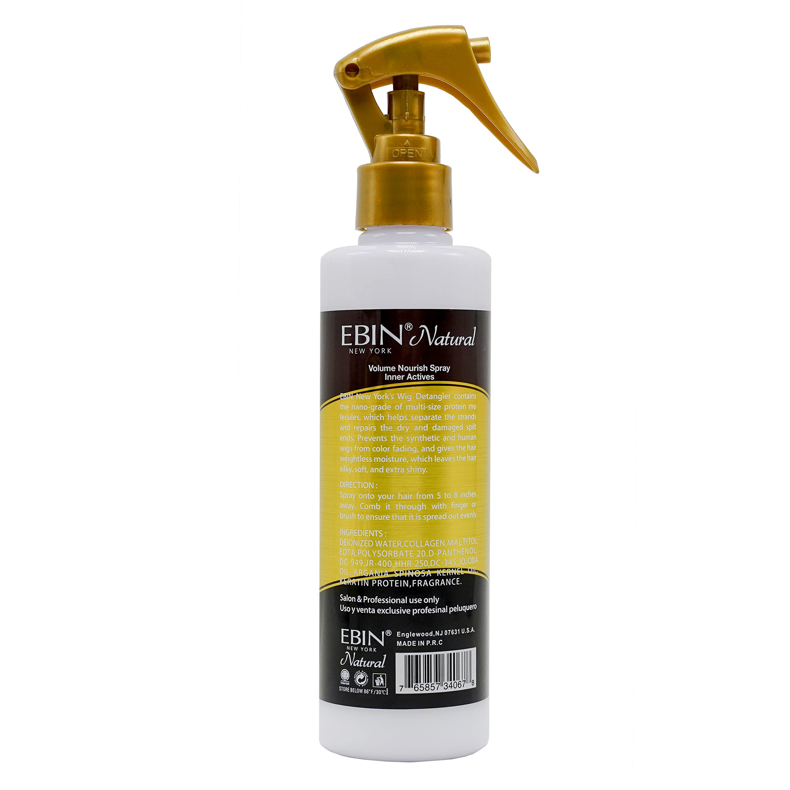 EBIN NEW YORK 5 Second Detangler - Moroccan Argan Oil Infused | Instant Moisture, Lightweight Conditioner | Softens, Smooths & Adds Shine | Wig & Weave Care 8.5oz/250ml