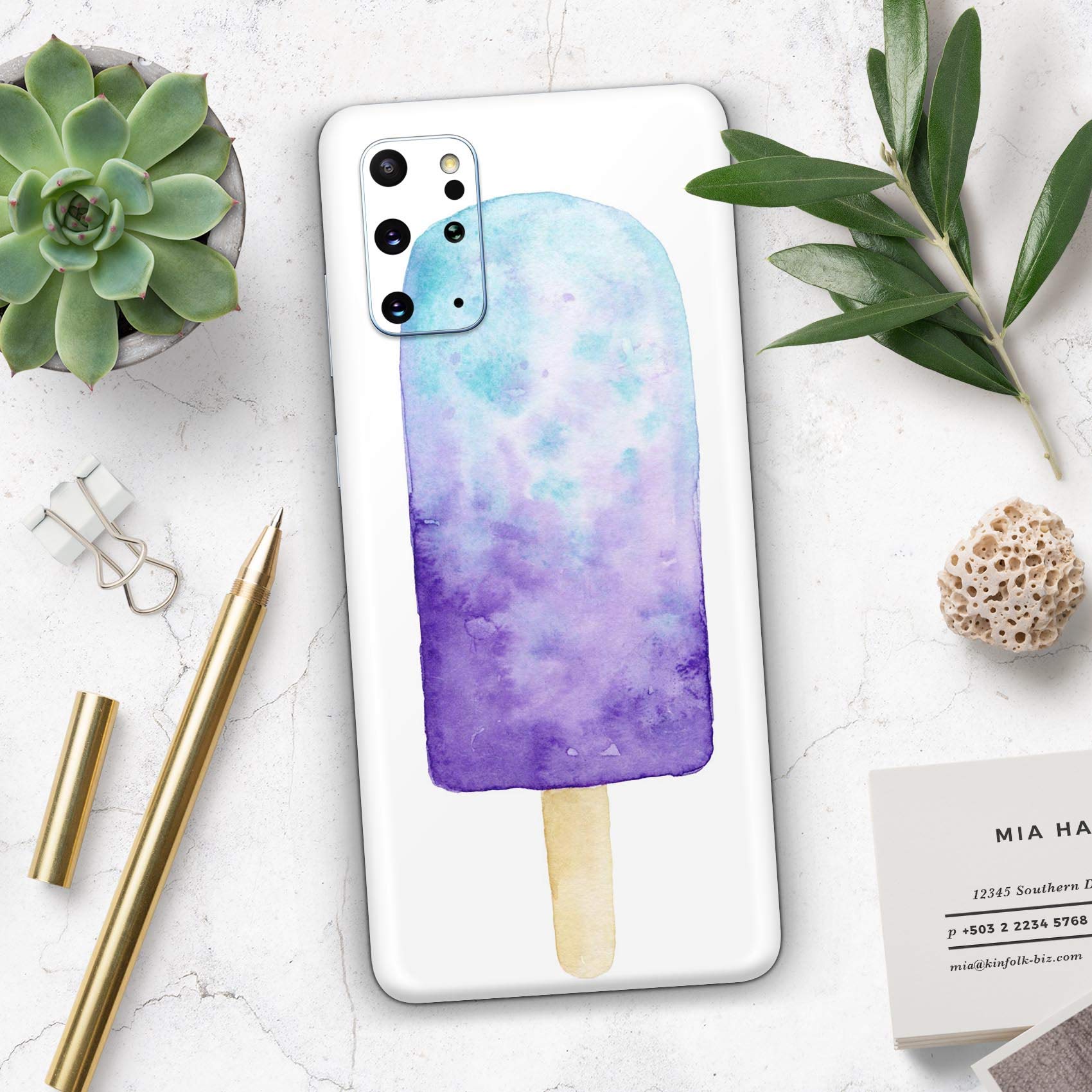DesignSkinz Summer Mode Ice Cream v11 Protective Vinyl Decal Wrap Skin Cover Compatible with The Samsung Galaxy S20 (Screen Trim & Back Glass Skin)