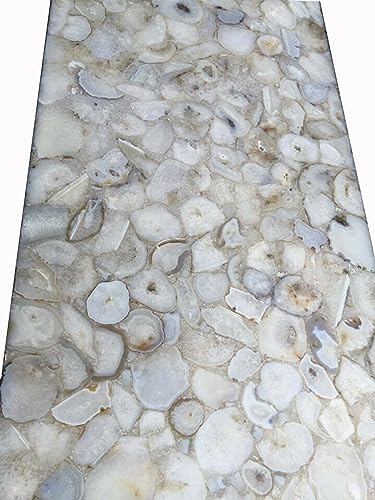 36 x 60 Inches Gemstone Resin Art Kitchen Back Splash Rectangle Shape White Marble Dining Table for Home Furniture Decor