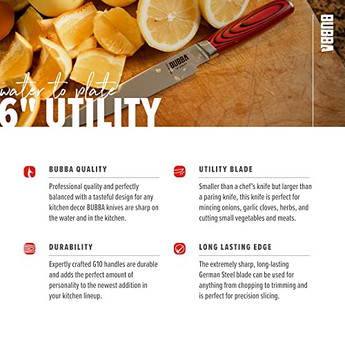 BUBBA Kitchen Series 6" Utility Knife perfect for mincing, and cutting through small vegetables, meats and herbs.