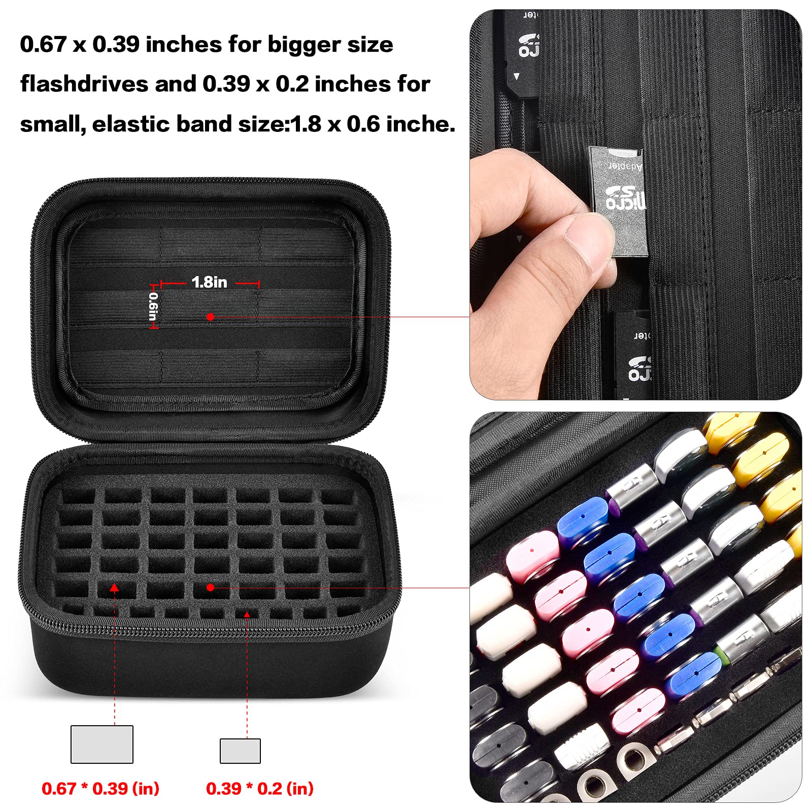 USB Flash Drive Case, Thumb Drive, Memory Card SD SDXC SDHC Card Holder Organizer, Electronic Accessories Storage Bag for SanDisk/SamData/Samsung/TOPESEL/PNY/Memory Stick/YubiKey (Box Only)