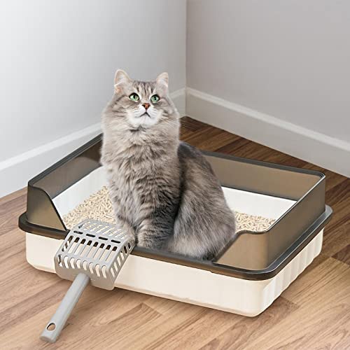 Baoblaze Pet Litter Tray Potty Toilet Litter Pan Detachable Frame Container Splashproof Cats Litter Box for Small Medium Cats, Rabbit, Bunny, Kitten, Gray Black