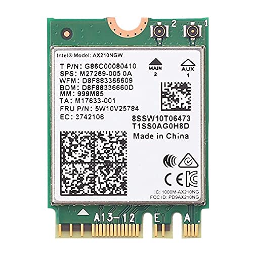 TelDaykemei 5473Mbps WiFi 6E 802.11ac/ax Intel AX210 Bluetooth 5.3 M.2 2230 Key E Network Card 2.4G/5Ghz/6Ghz Wireless Internal Adapter AX210NGW