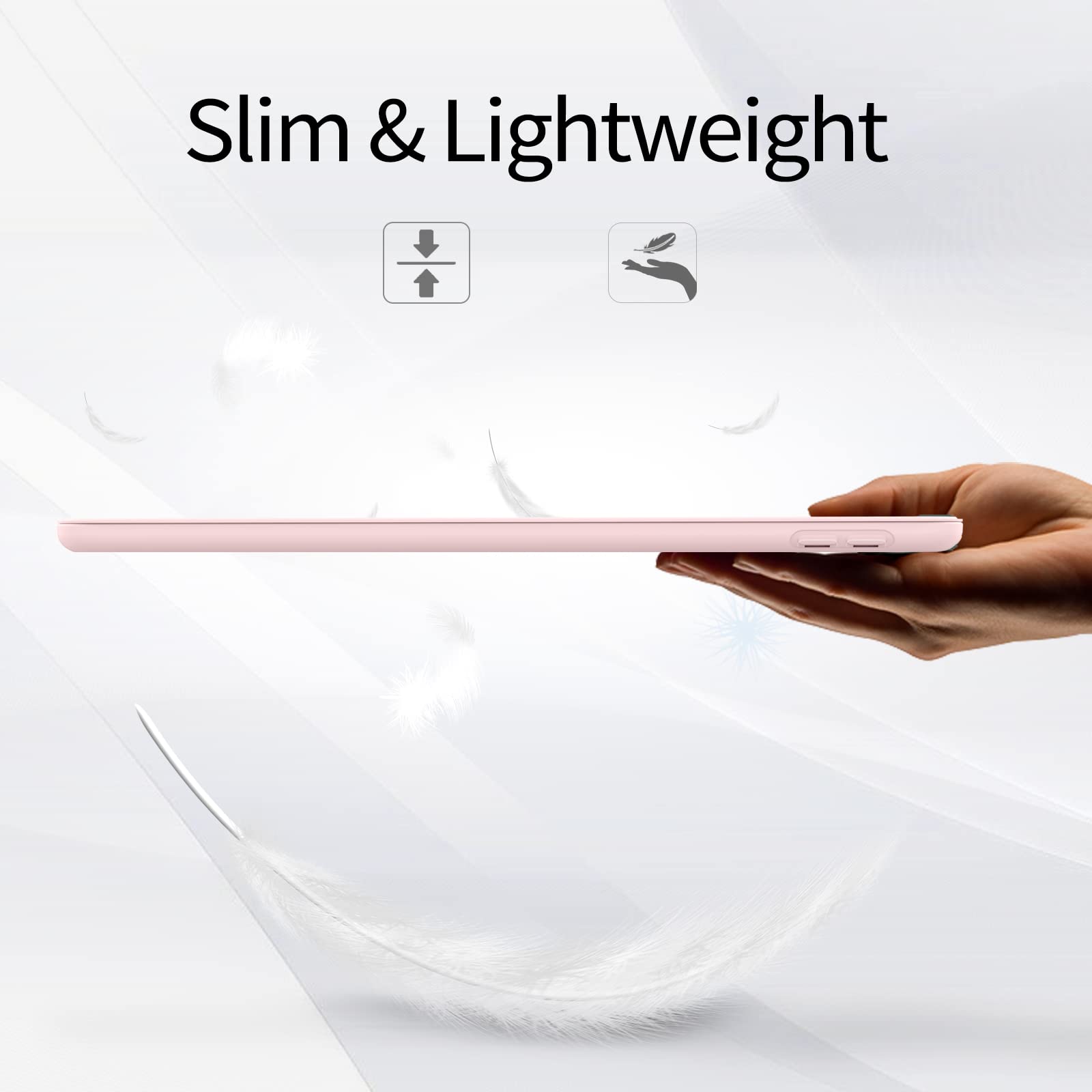 Aoub Case for iPad 6th Generation 2018/iPad 5th Generation 2017 9.7 Inch Case, Trifold Stand Protective Slim Lightweight Smart Cover, Auto Sleep/Wake, Soft TPU Back Case for ipad 9.7 inch - Light Pink