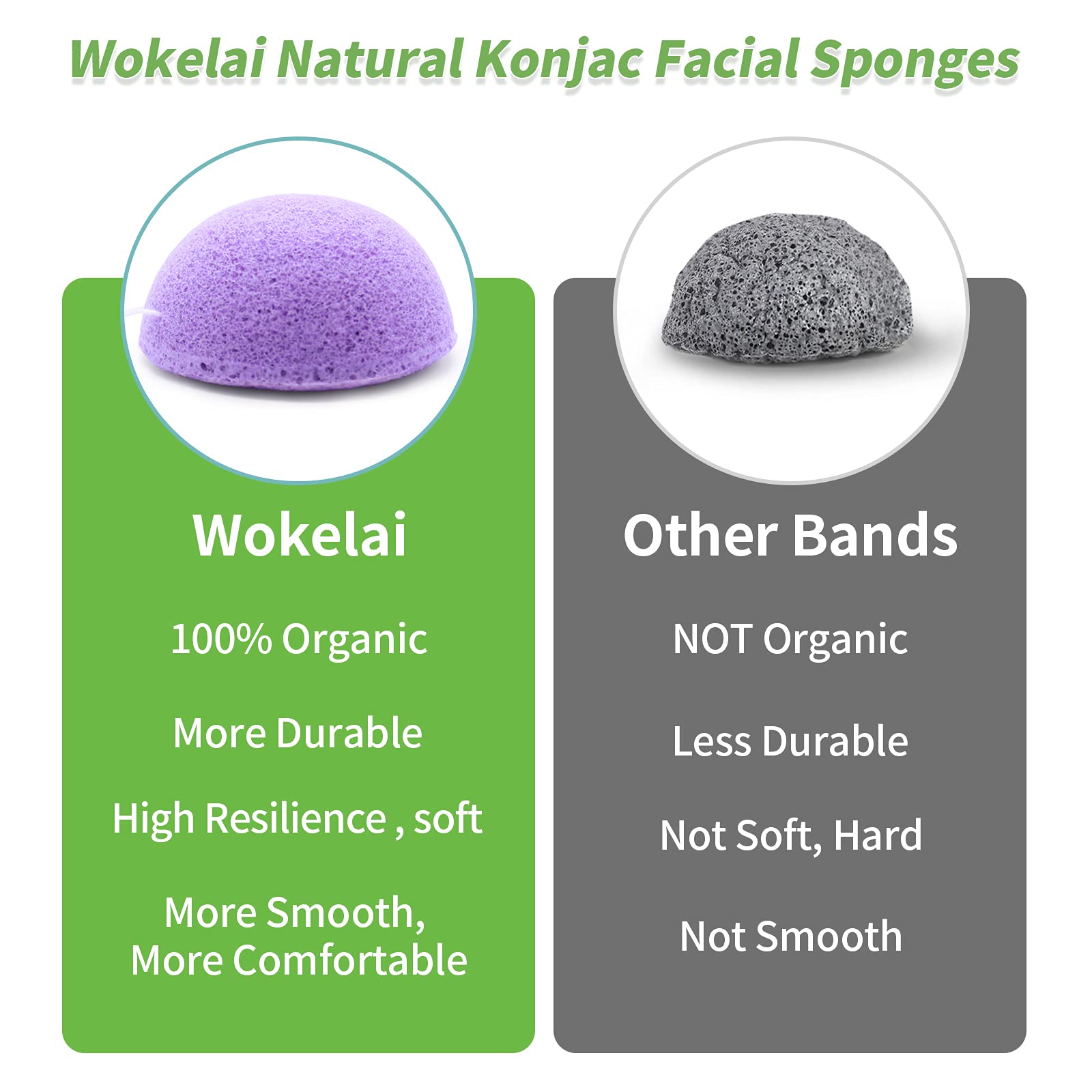 Konjac Facial Sponges for Cleansing Exfoliating - Konjac Face Sponge for Washing Face Body, Organic Natural Cleaning Puff Buff Scrubber for Shower Bath SPA for Babys Men Women