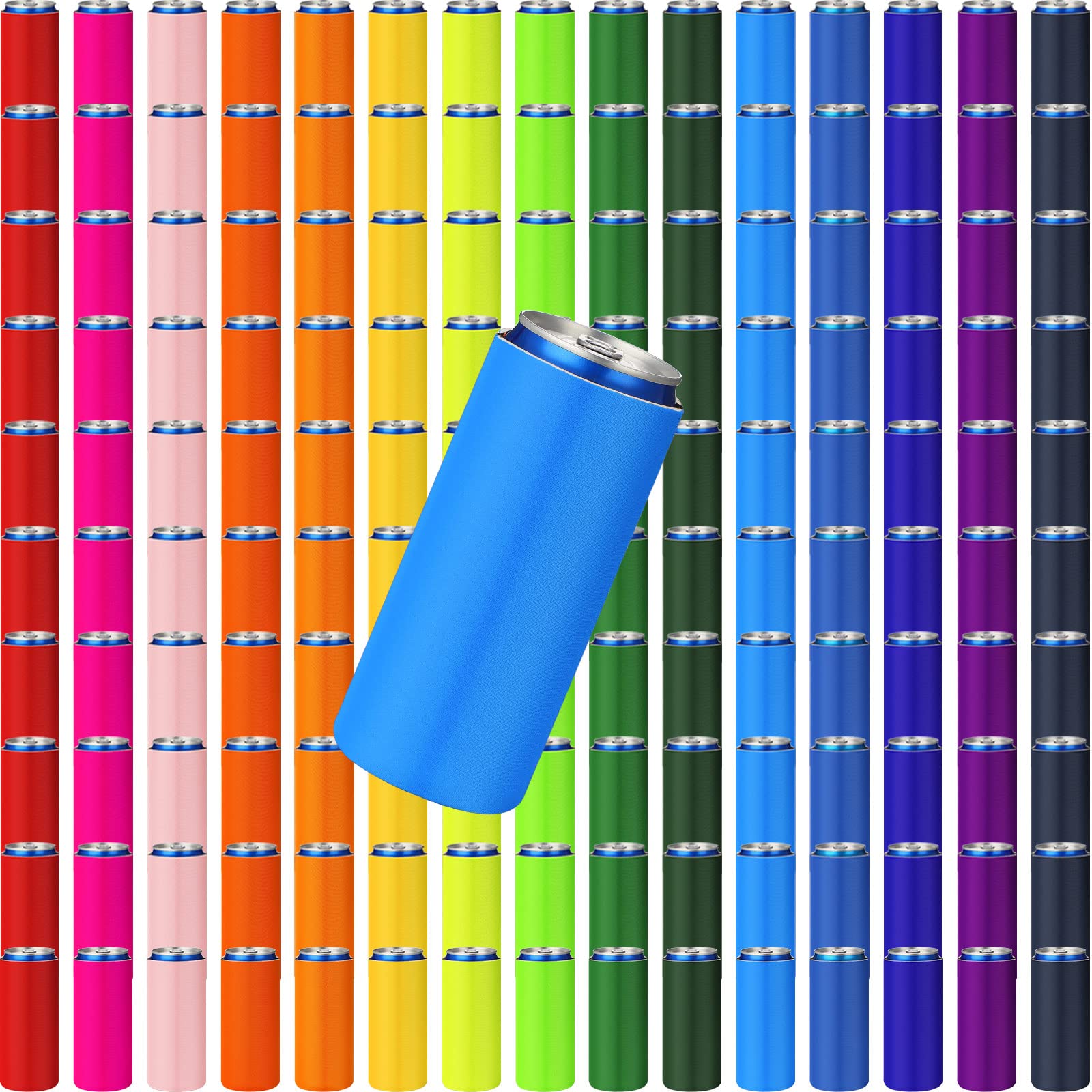 150 Pack Slim Can Cooler Sleeves Blank Reusable Neoprene Insulated Beer Sleeve for Can Cooler Sleeves DIY Sublimation Cover Coolies for Soda Drink Water Bottles Birthday Wedding Party (Blank Style)