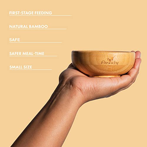 Avanchy Bamboo Baby Bowls MINI Prep Bowl Set for Babies Kids Toddler for Feeding Food 4 oz, Single Bowl