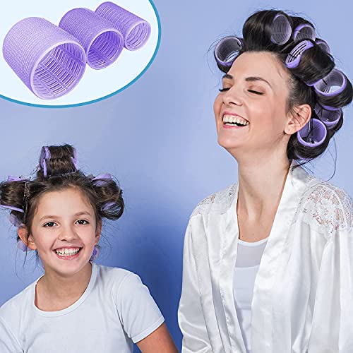 KHTD Hair Rollers Curlers for Long Hair,Large Self-Grip Hair Rollers Set including 27 Curlers, 12 Duckbill Clips, with Comb, Hairdressing Curling Tools(9 Jumbo+9 Large+9 Medium)