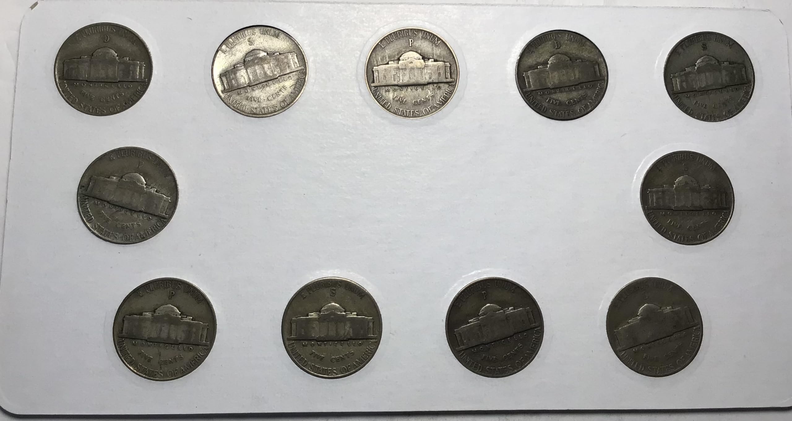 1942 P D S To 1945 PDS Jefferson War Time Silver 11 Coin Set Nickel Seller Very Good