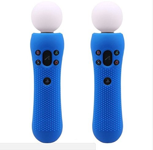 2 pcs Silicone Rubber Cover Anti-Slip Cover Protective Skin Case for Playstation PS4 VR Move PS Move Motion Controller Blue