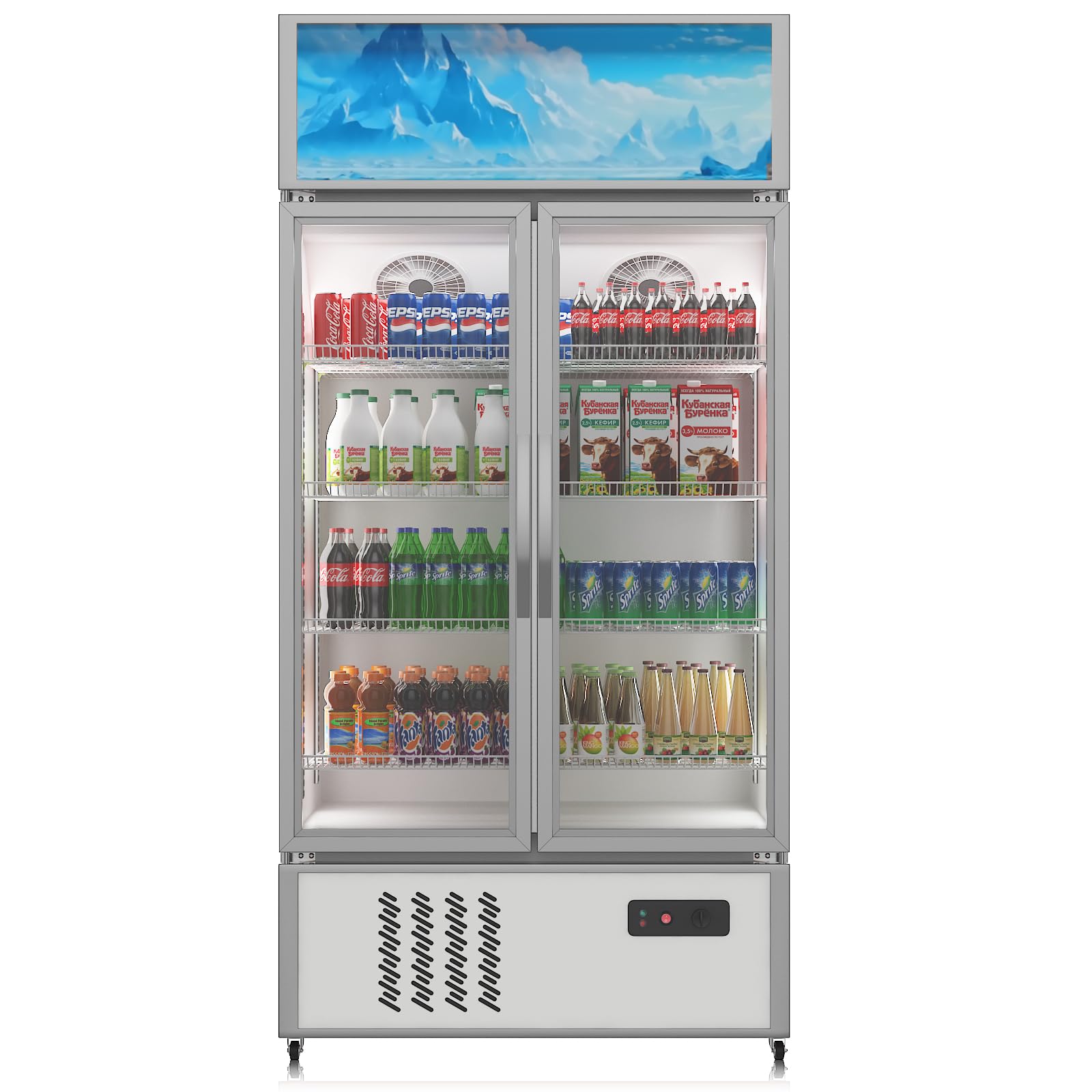 18 Cu. Ft. Commercial Refrigerators Glass Door, Commercial Beverage Fridge, Commercial Merchandiser Refrigerator for Beer, Bar, Drink, Display Upright Beverage Refrigerator Cooler, Silver 