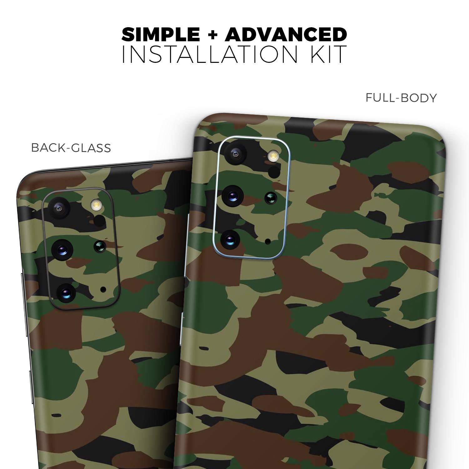 DesignSkinz Traditional Camouflage Protective Vinyl Decal Wrap Skin Cover Compatible with The Samsung Galaxy S20 (Screen Trim & Back Glass Skin)
