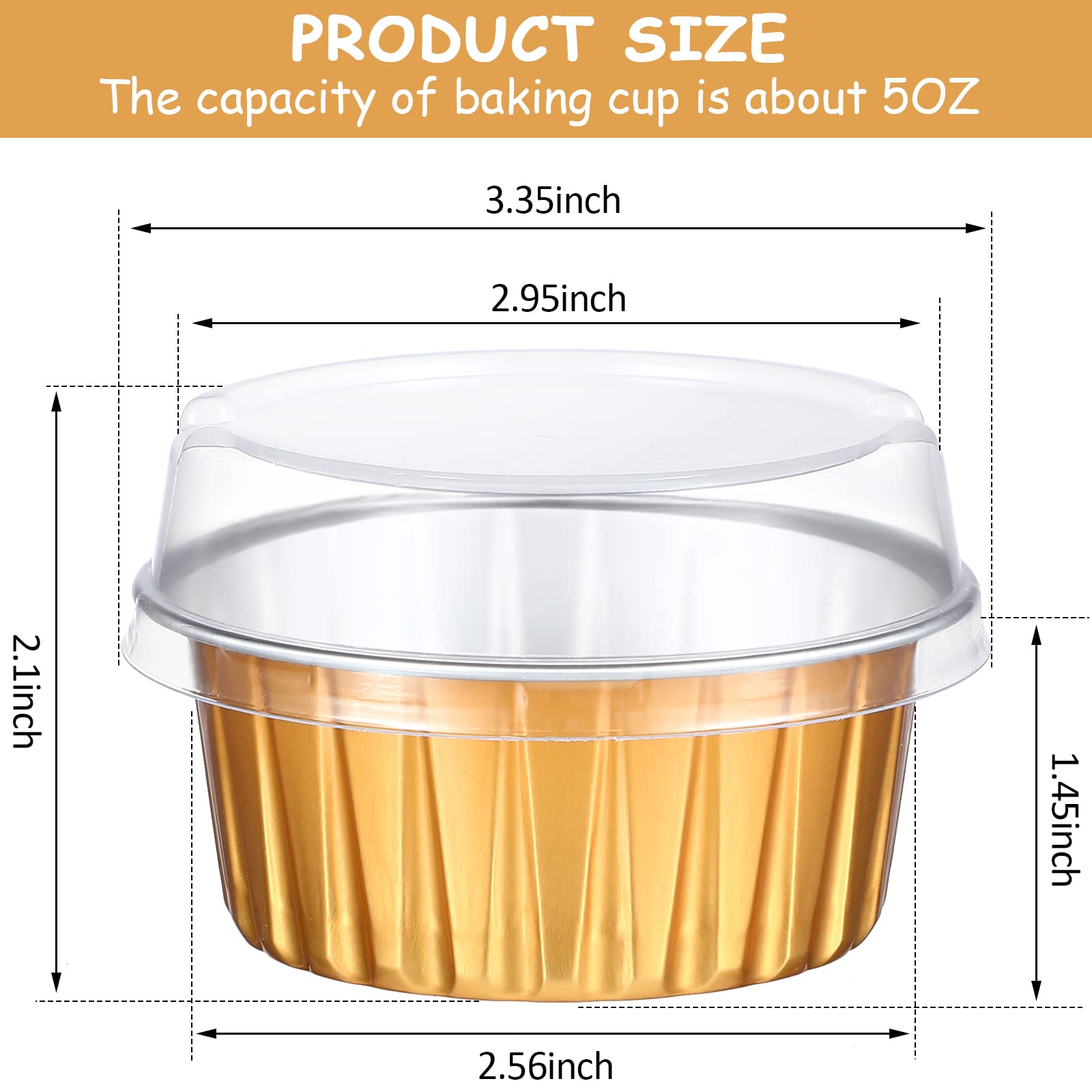 150 Pcs Cupcake Liners with Lids 5 oz Aluminum Foil Cupcake Baking Cups Disposable Ramekins Muffin Cups Mini Aluminum Pans with Lids Cupcake Holder for Creme Brulee or Cupcake(Gold Silver Pink Blue)