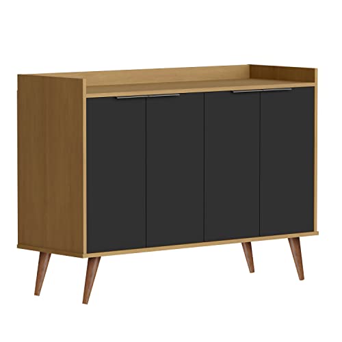 4 Doors Buffet Cabinet Sideboard Scandinavian Style (Nature - Black) (JB4116)