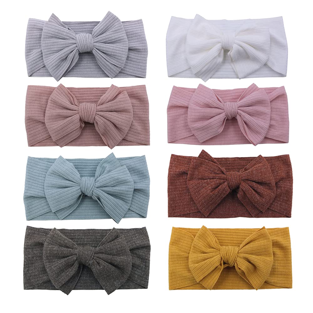 Sugarmelon Soft Headbands Headwrap for Newborn Baby Girls Toddler Cotton Ribbed Turban Headband Hairband Infant Baby Show Gifts 8 Colors