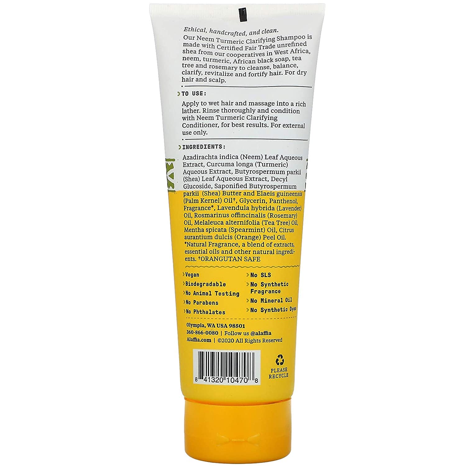 Alaffia Neem Turmeric Balancing Shampoo, Gently Cleans and Helps Fortify Hair while Moisturizing the Scalp with Shea Butter, Tea Tree, and Rosemary, Fair Trade, Balancing Neem, Natural Mint 8 Fl Oz