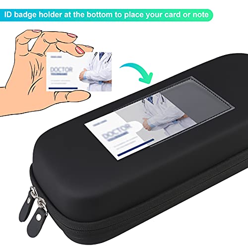 Canboc Stethoscope Case, Large Stethoscope Holder with ID Slot, Compatible with 3M Littmann Classic III, Lightweight II S.E., Cardiology IV Stethoscope, Mesh Bag fit Pen Light, Black+Black