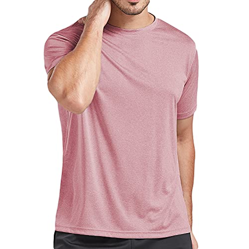 5 Pack Men's Dry Fit T Shirts, Athletic Running Gym Workout Short Sleeve Tee Shirts for Men (Large, Set 3)