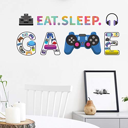 Gamer Wall Decals Controller Video Games Wall Stickers for Boy Bedroom Kids Room Playroom Nursery Home Decoration (Game)